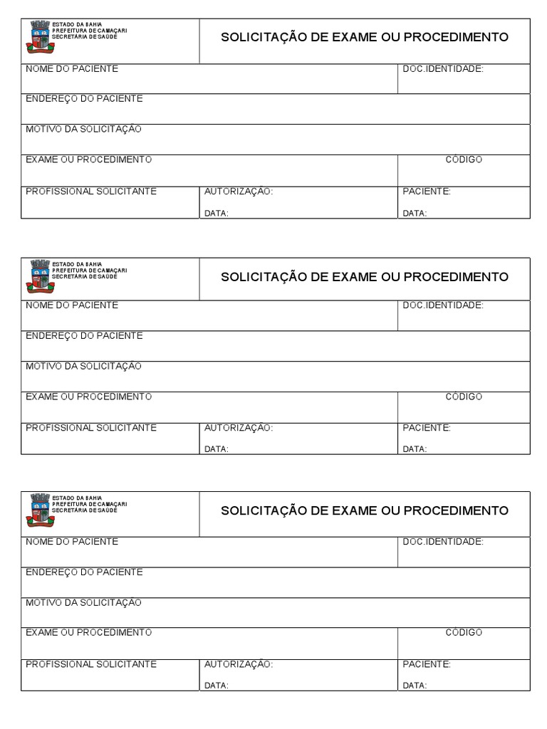 Modelo de Guia de Exames Sus | PDF