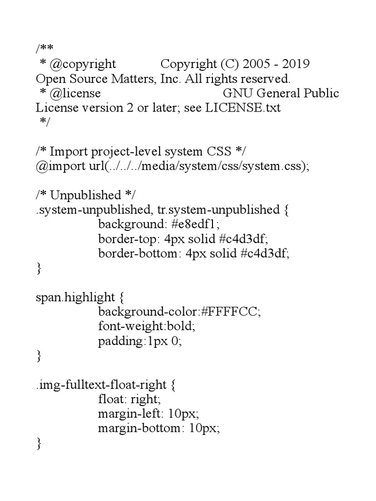 CSS Styles for System Layouts | PDF