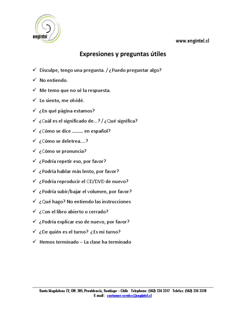 Frases Útiles para La Clase | PDF
