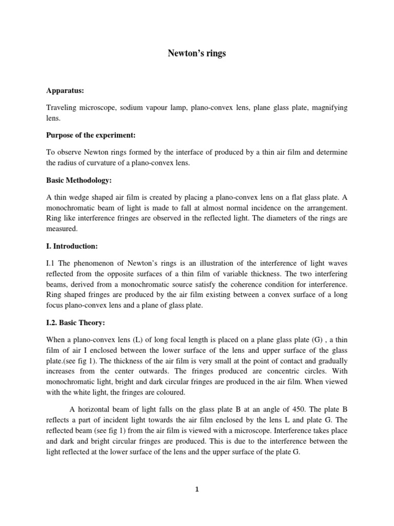 Newton's Rings Experiment Guide | PDF | Physics | Natural Philosophy