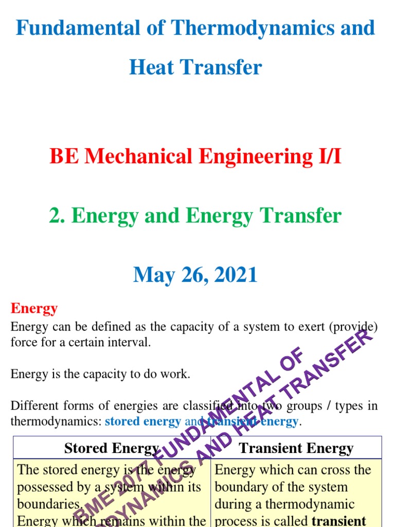 Energy and Energy Transfer | PDF | Heat | Thermodynamics