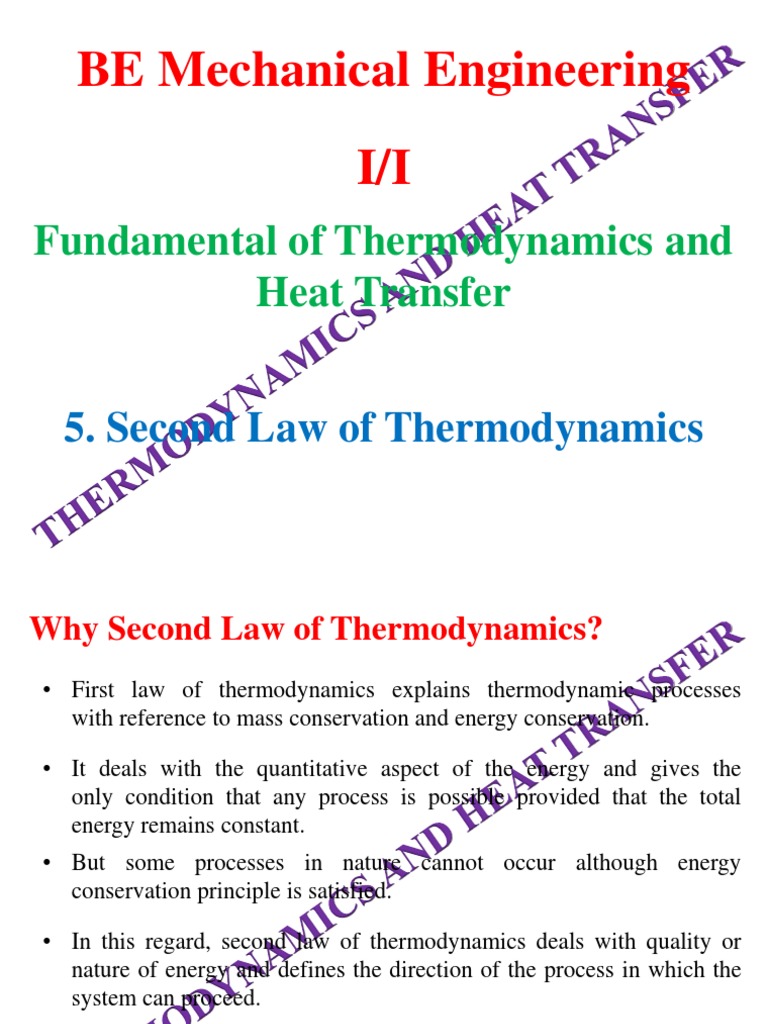 Second Law of Thermodynamics BME I | PDF | Entropy | Heat