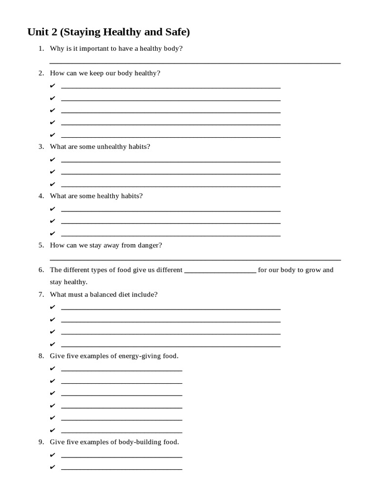 Unit 2 (Staying Healthy and Safe) | PDF | Foods | Health Promotion