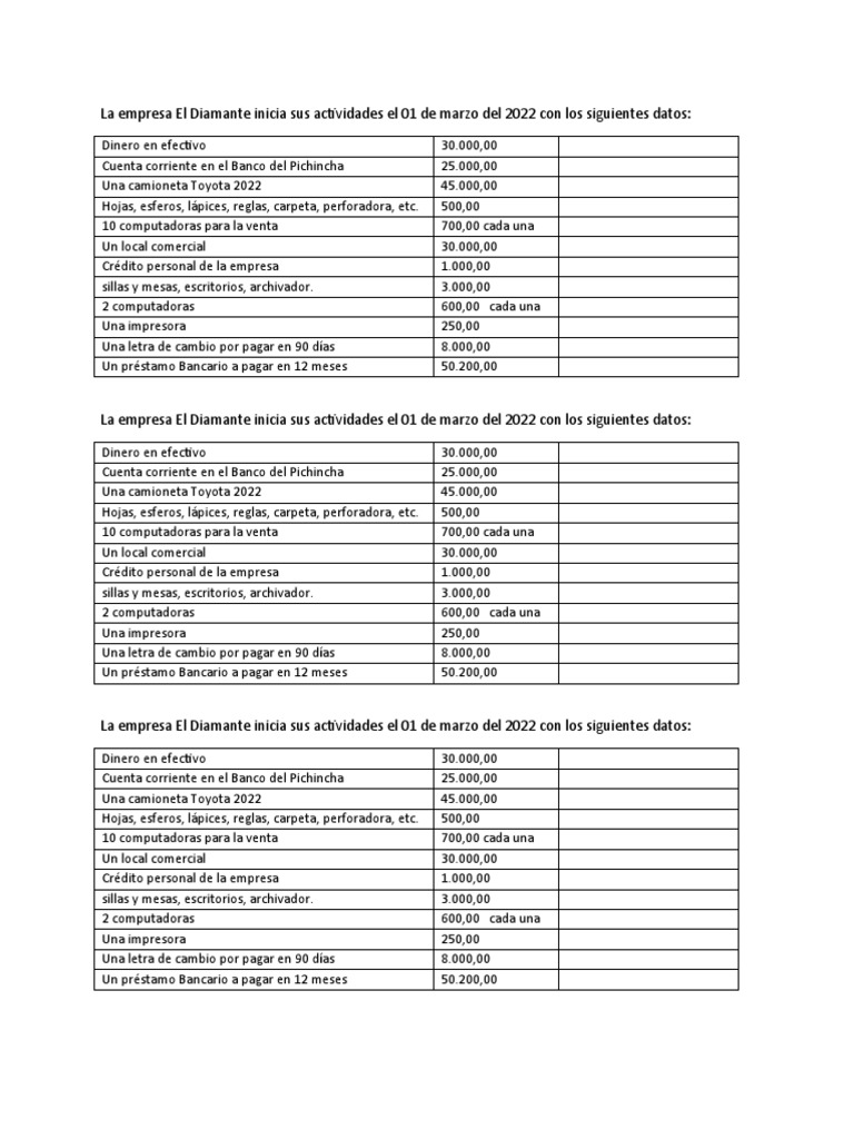 Ejercicio de Balance Inicial | PDF | Bancos | Business Ejercicio de Balance Inicial | PDF | Bancos | Business