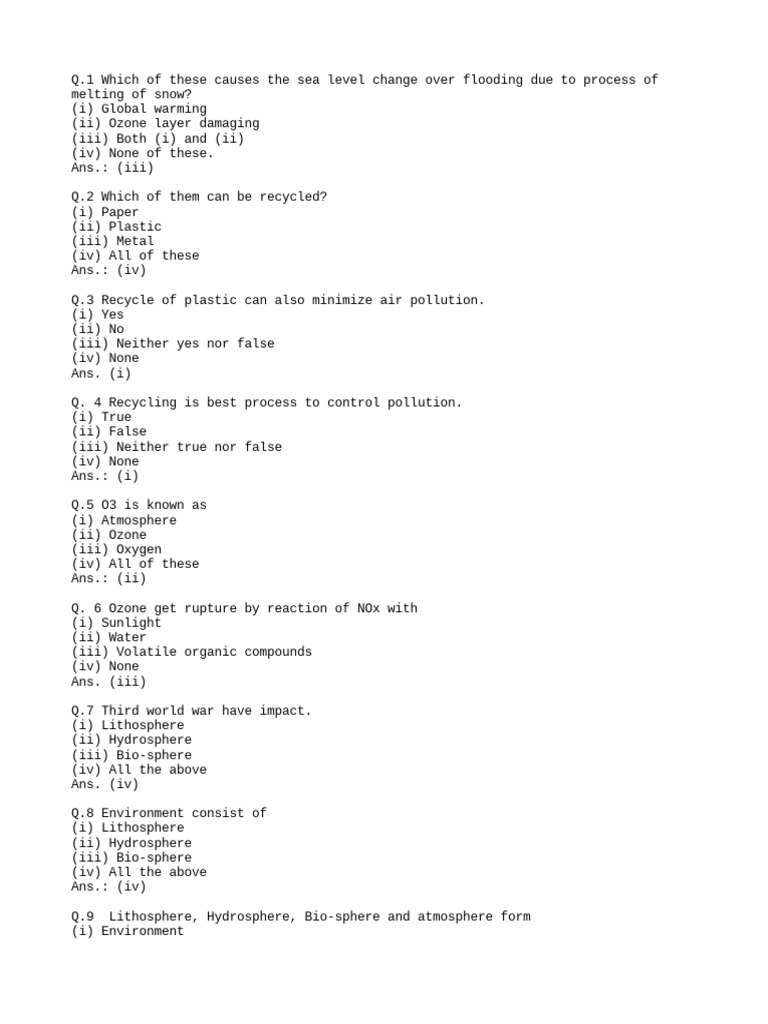 Est MCQ Imp | PDF | Drinking Water | Smog