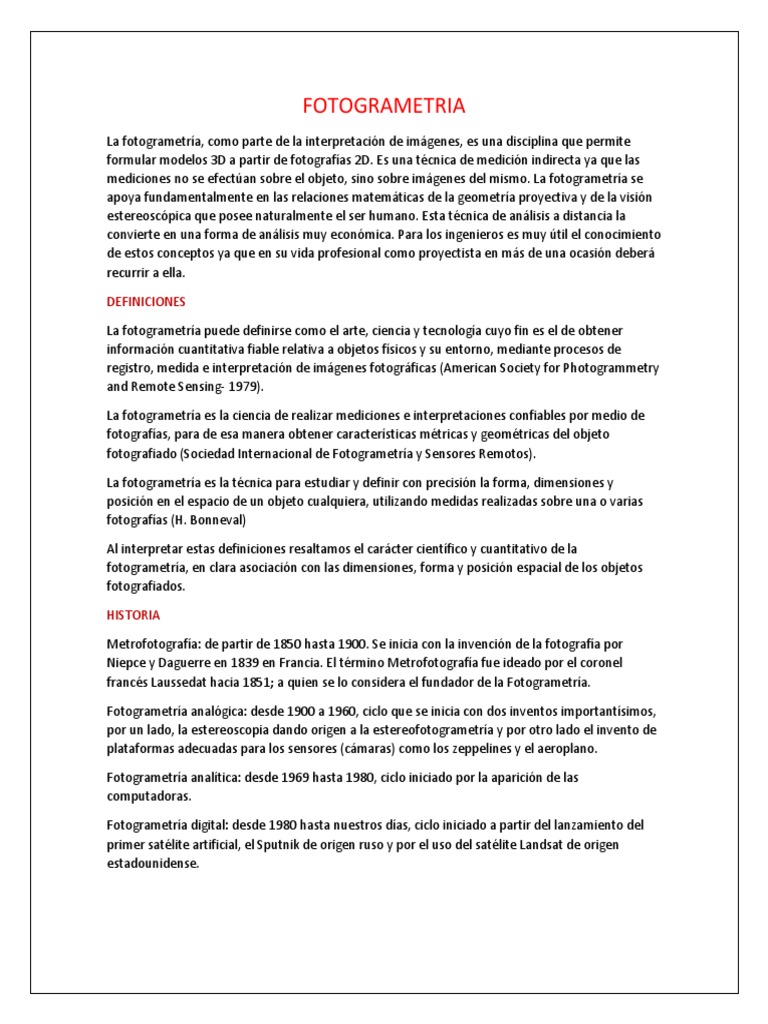 Fotogrametria (Geomatica) | PDF | Science