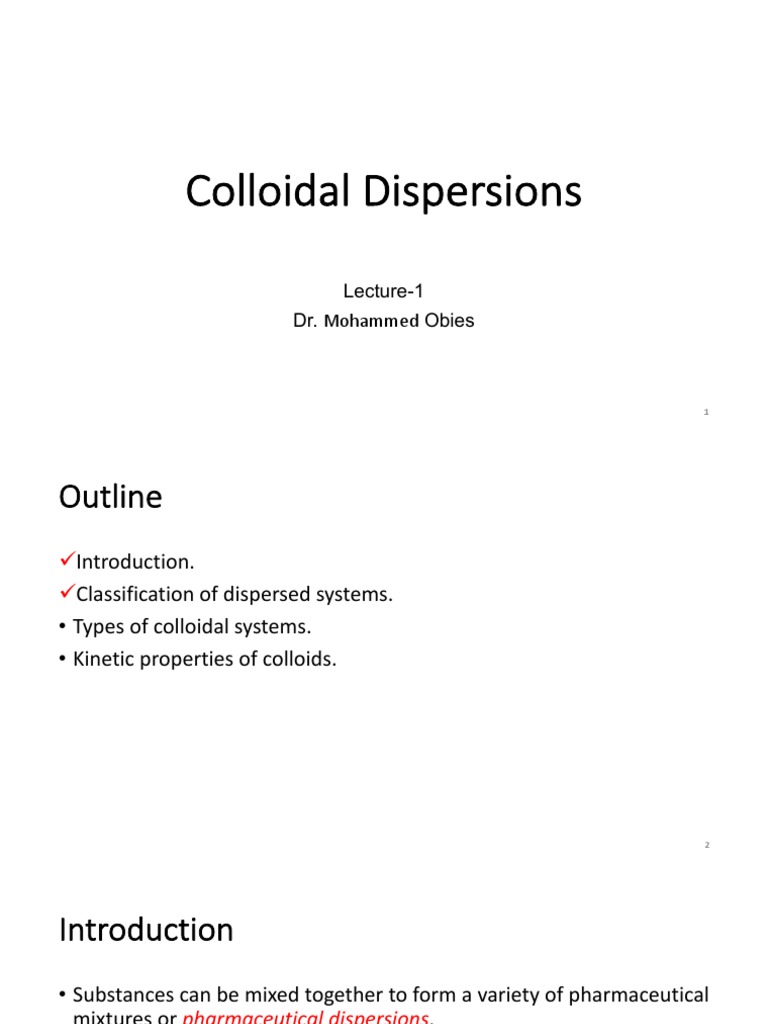 Colloidal Dispersions 1 | PDF | Colloid | Blood