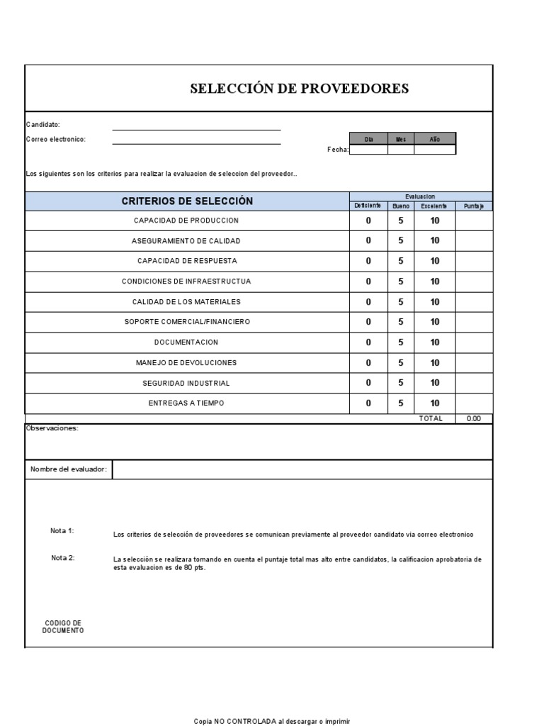 Seleccion de Proveedores | PDF Seleccion de Proveedores | PDF