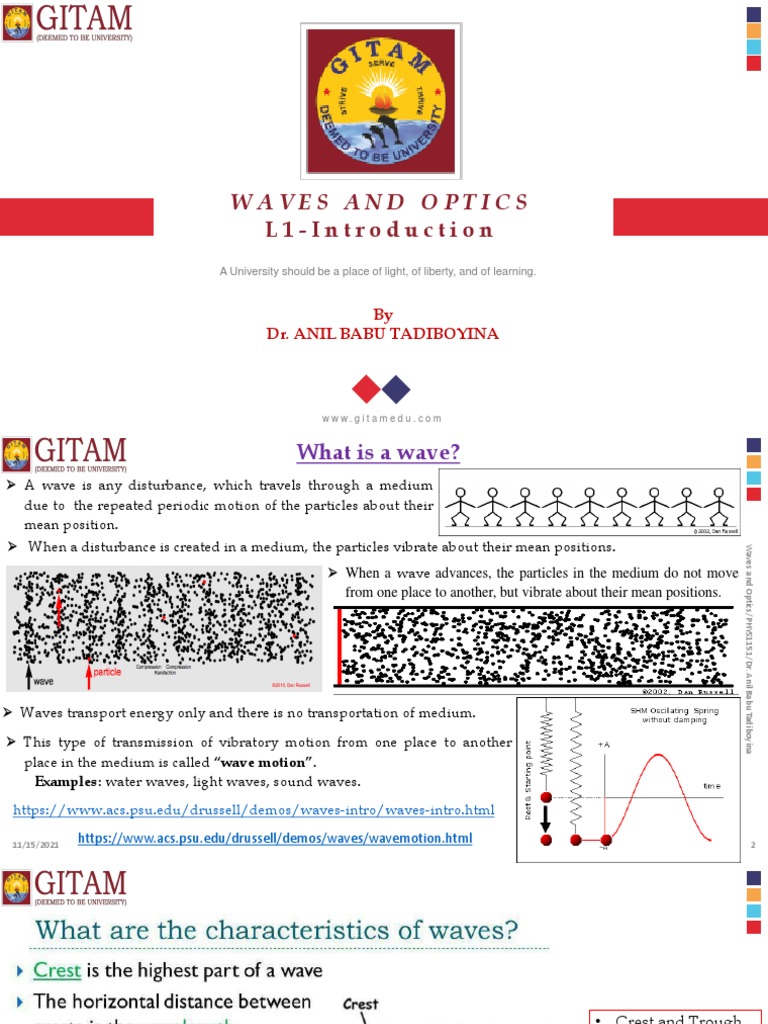 01-Unit-01-Waves and Optics Lectures L1-L3 | PDF | Waves | Optics