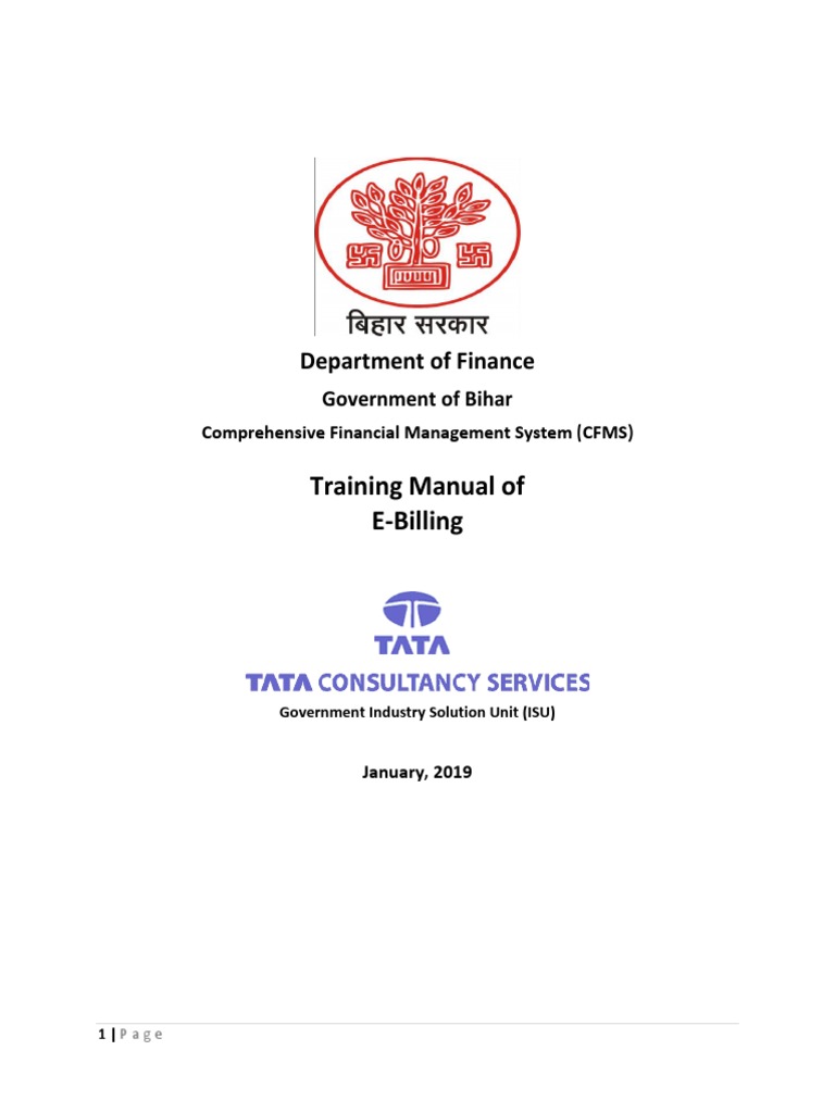 Bihar CFMS e Billing Training Manual | PDF | User (Computing) | Software Development