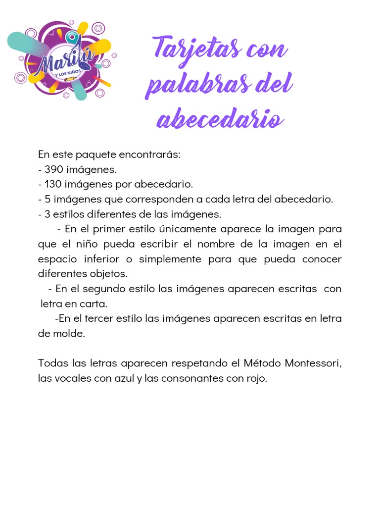 Tablero Alfabetico Tarjetas-Con-Palabras-Del-Abecedario | PDF