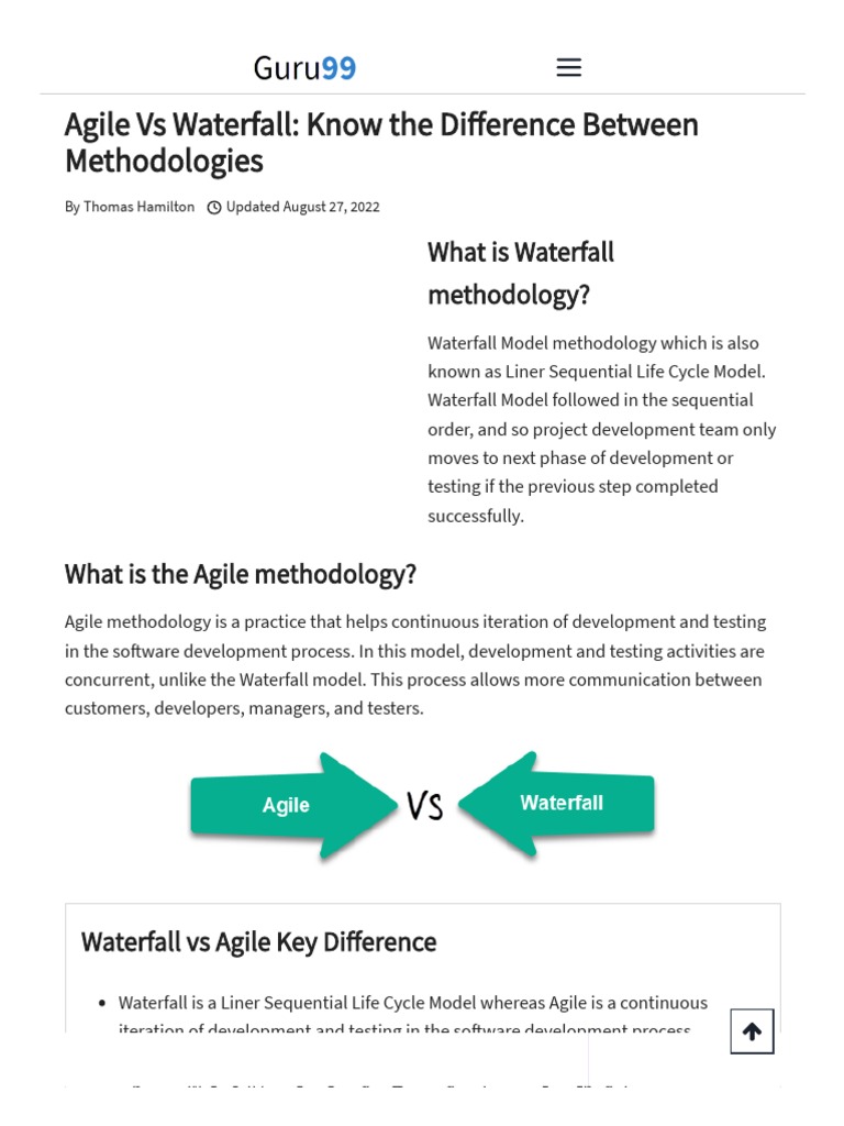 Agile Vs Waterfall - Know The Difference Between Methodologies | PDF ...
