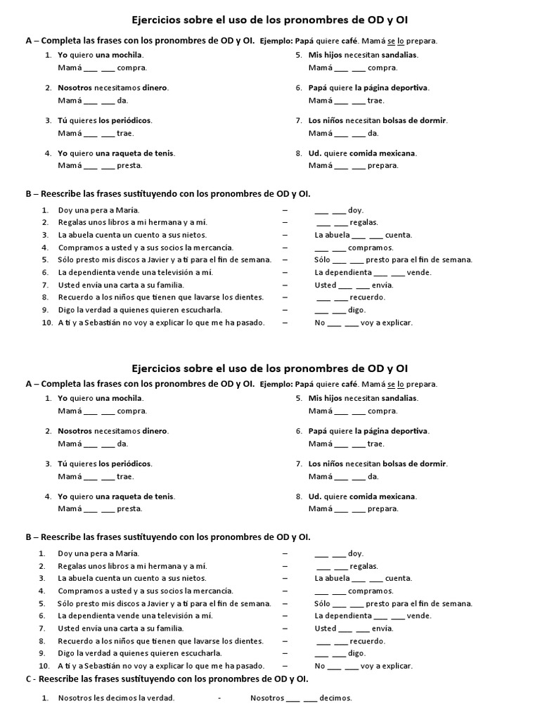 Ejercicios OD y OI | PDF