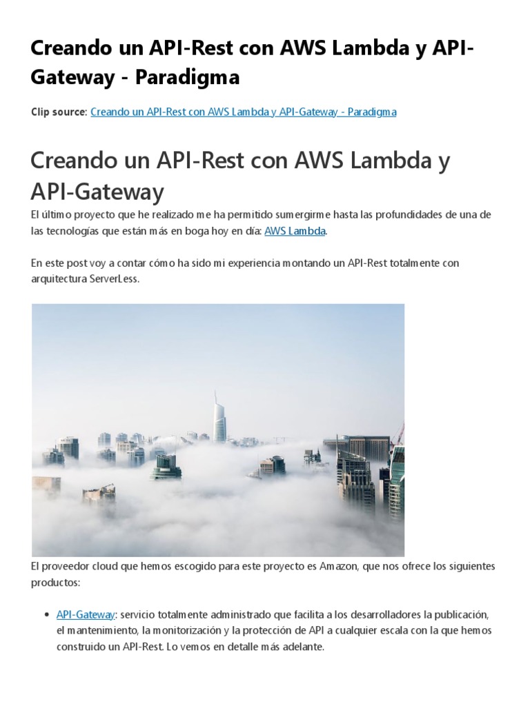 Creando Un API-Rest Con AWS Lambda y API-Gateway - Paradigma | PDF | Servicios web de Amazon ...