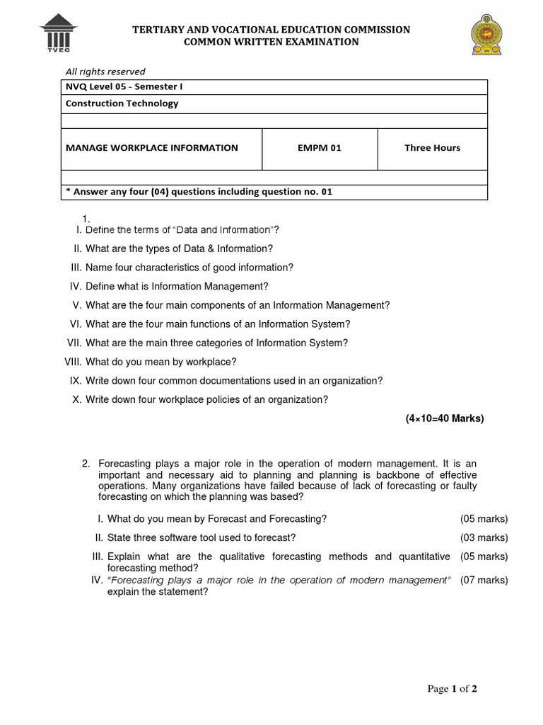Manage Workplace Information EMPM 01 | PDF | Forecasting | Data Analysis
