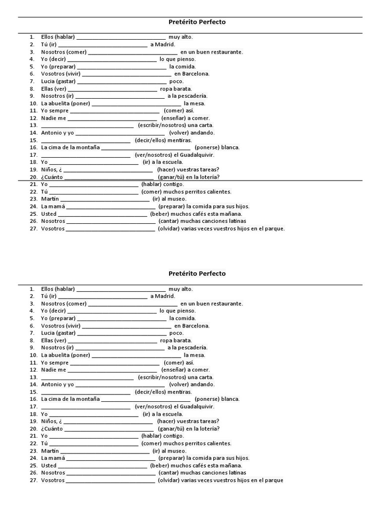 Preterito Perfecto | PDF