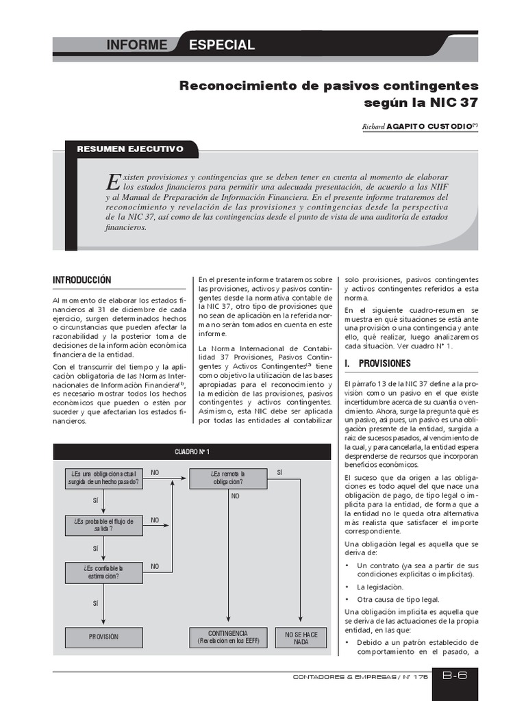 Nic 37 Reconocimiento de Pasivos Contingentes | PDF | Contabilidad ...