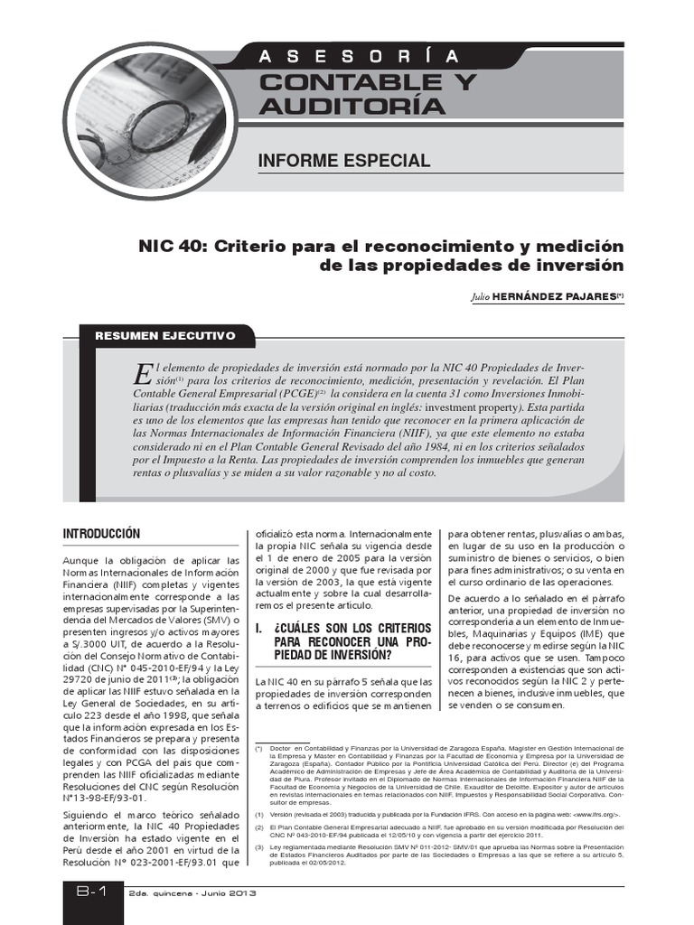 NIC 40: Propiedades de Inversión en NIIF | PDF | normas internacionales ...