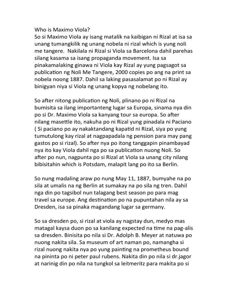 Grand Tour of Rizal and Viola Script | PDF