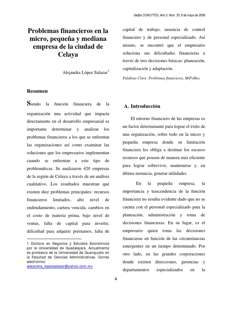Principales Problemas Financieros | PDF | Capital de trabajo | Deuda