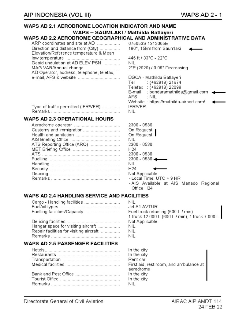 1801-WAPS AD 2.1 To AD 2.24 AIRAC AIP AMDT 118 14 JUL 22 | PDF | Runway ...