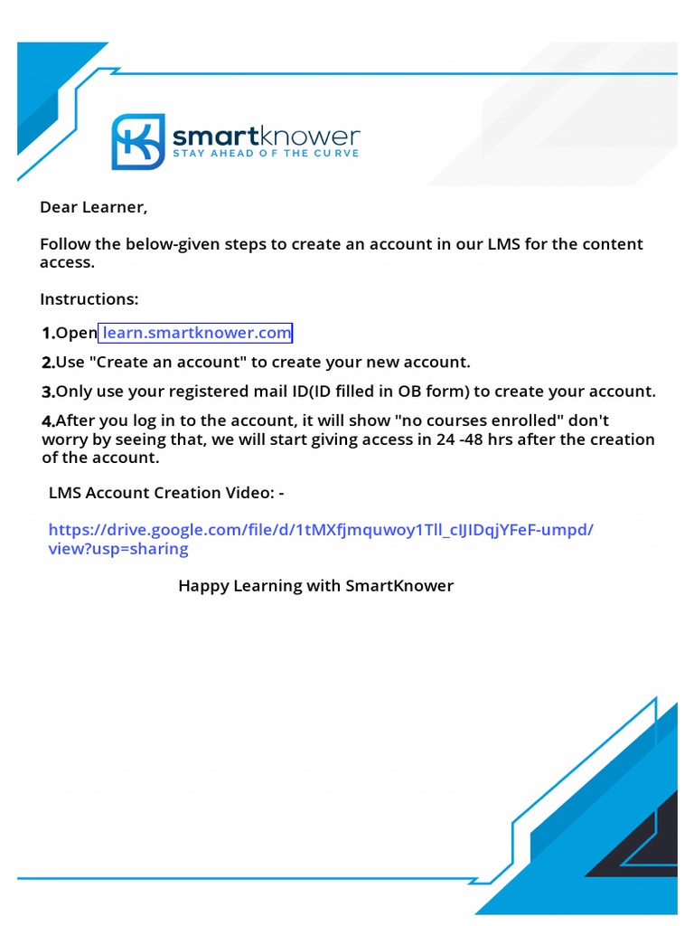 LMS Account Creation | PDF | Business