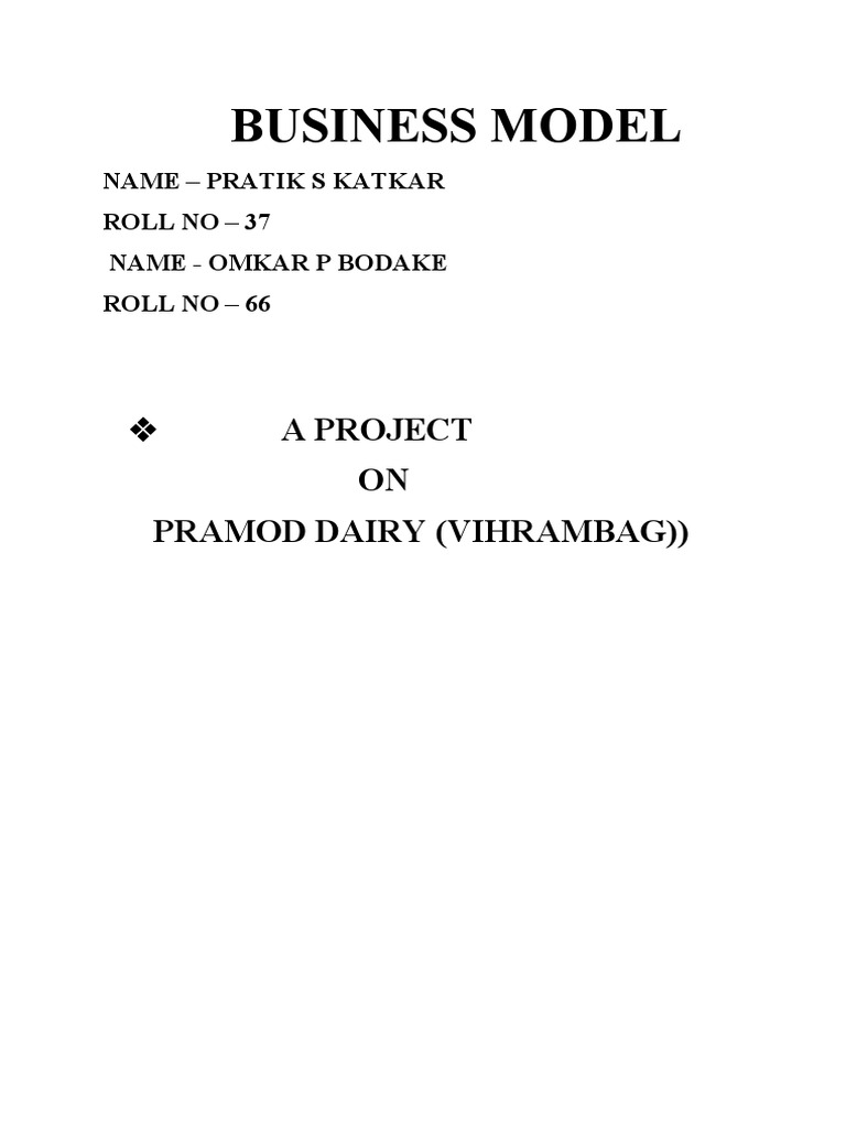 Business Model Pratik Katkar & Omkar Bodake | PDF | Retail | Dairy
