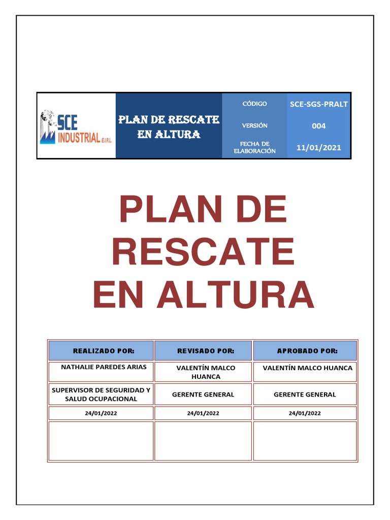 2.plan de Rescate-Trab Altura 004 | PDF | Cuerda | Seguridad y salud ocupacional