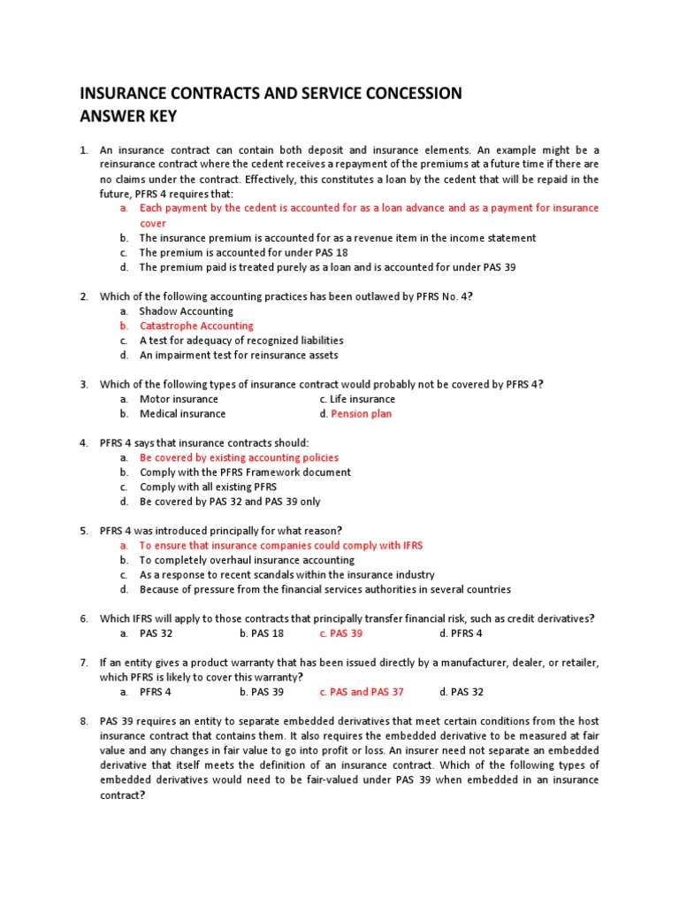 Insurance Contracts and Service Concession | PDF | Insurance | Derivative (Finance)