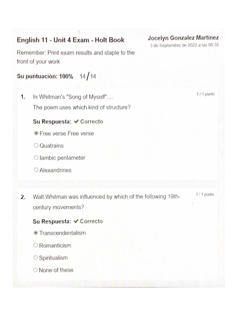 English 11 Unit 4 Holt Book | PDF