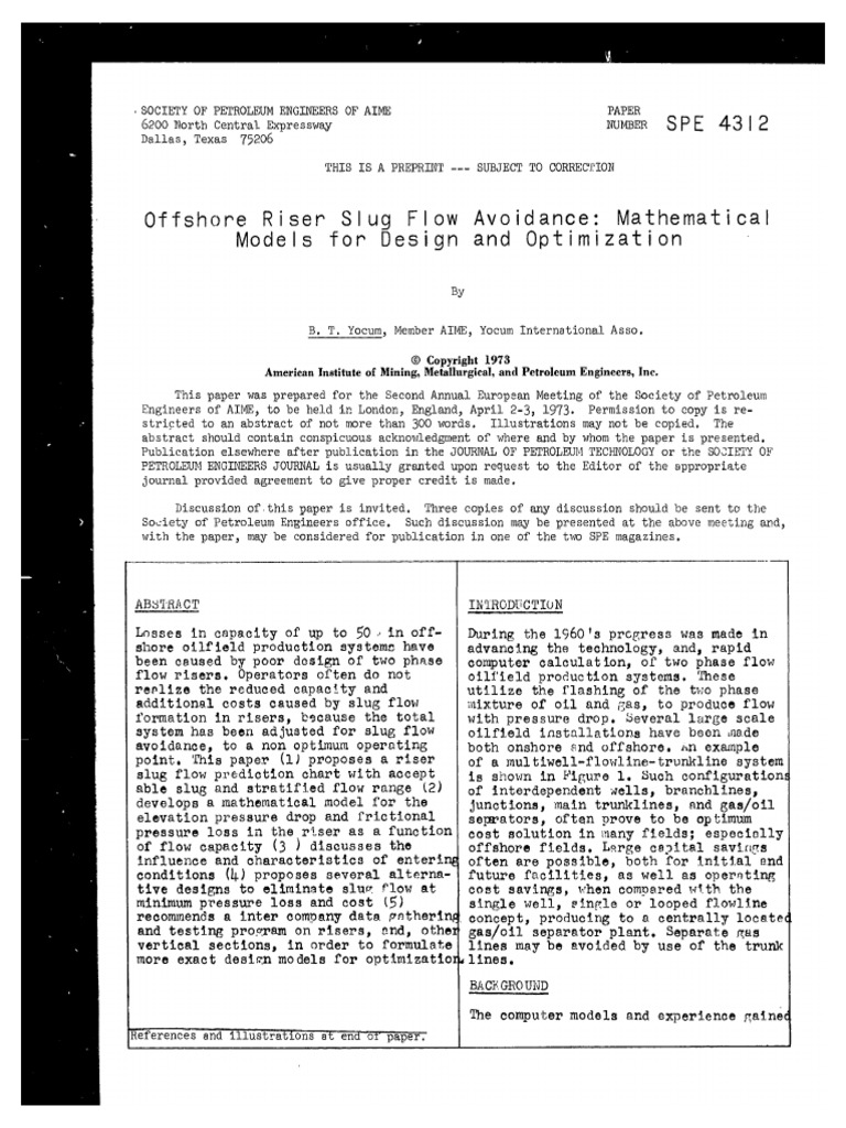 B.T.Yocum, Offshore Riser Slug Flow Avoidance Mathematical Models For ... B.T.Yocum, Offshore Riser Slug Flow Avoidance Mathematical Models For ...
