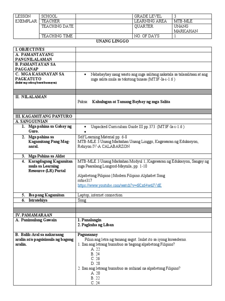 MTB-MLE 3 Q1 W1 Kahulugan at Tamang Baybay NG Mga Salita | PDF