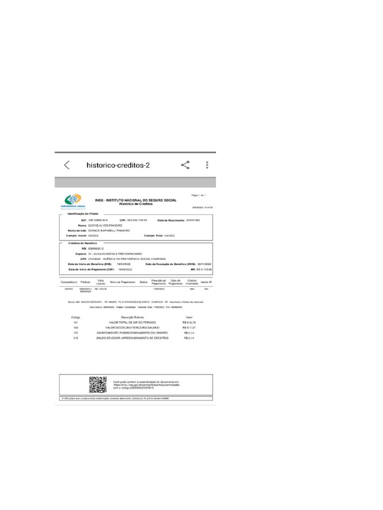 Comprovante - Auxilio-Doenca - Clovis Alves Pinheiro | PDF Comprovante - Auxilio-Doenca - Clovis Alves Pinheiro | PDF
