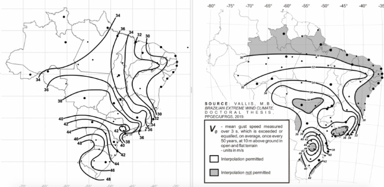 Mapa Isopleta de Ventos para Nova NBR6123 | PDF