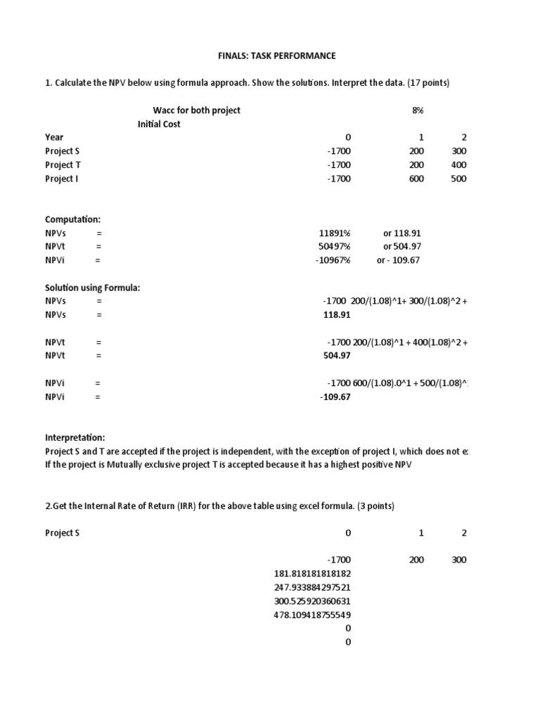 Bautista FinMan Final TP | PDF | Net Present Value | Internal Rate Of Return
