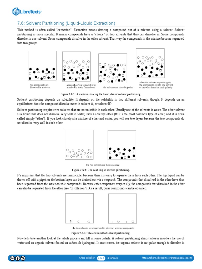 7 06 Solvent Partitioning Liquid Liquid Extraction Pdf Solvent Solubility