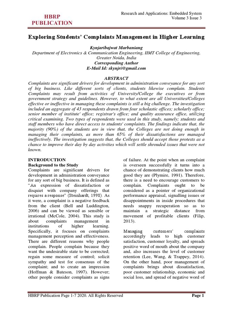 Student Complaint Register Main - Formatted Paper | PDF | Focus Group ...