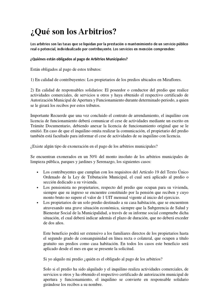 Qué Son Los Arbitrios | PDF | Economias | Gobierno