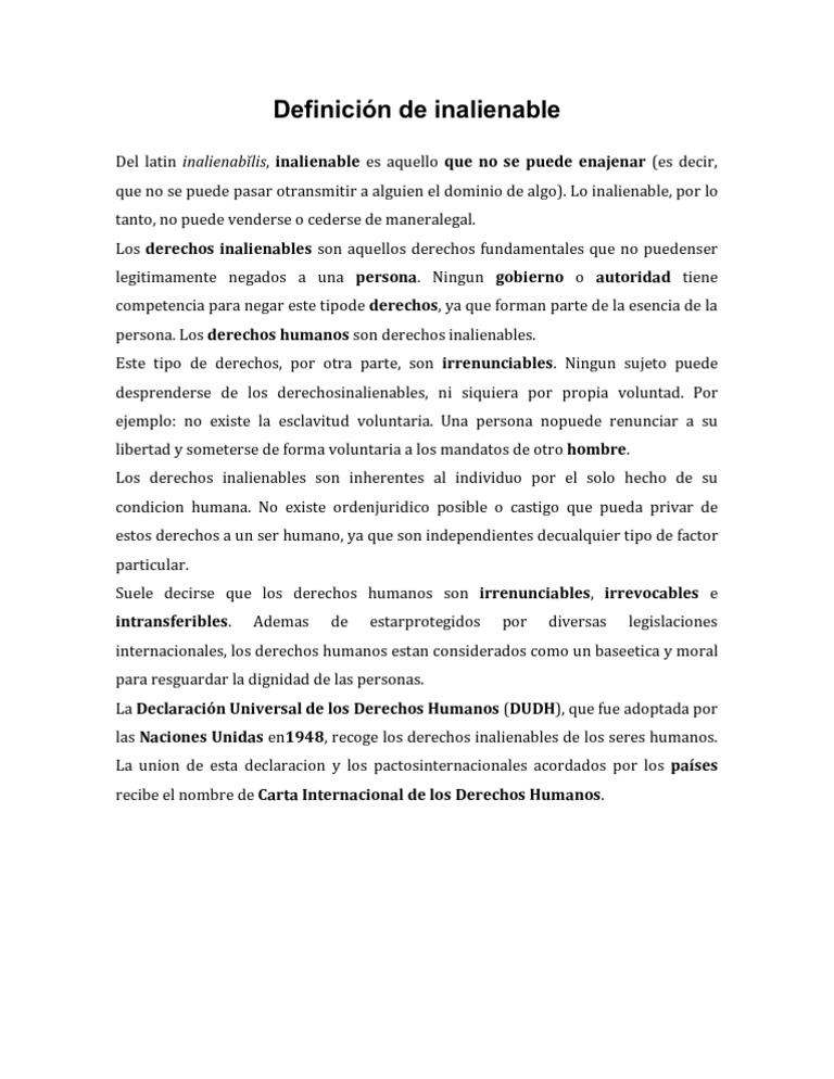 Definición de Inalienable | PDF