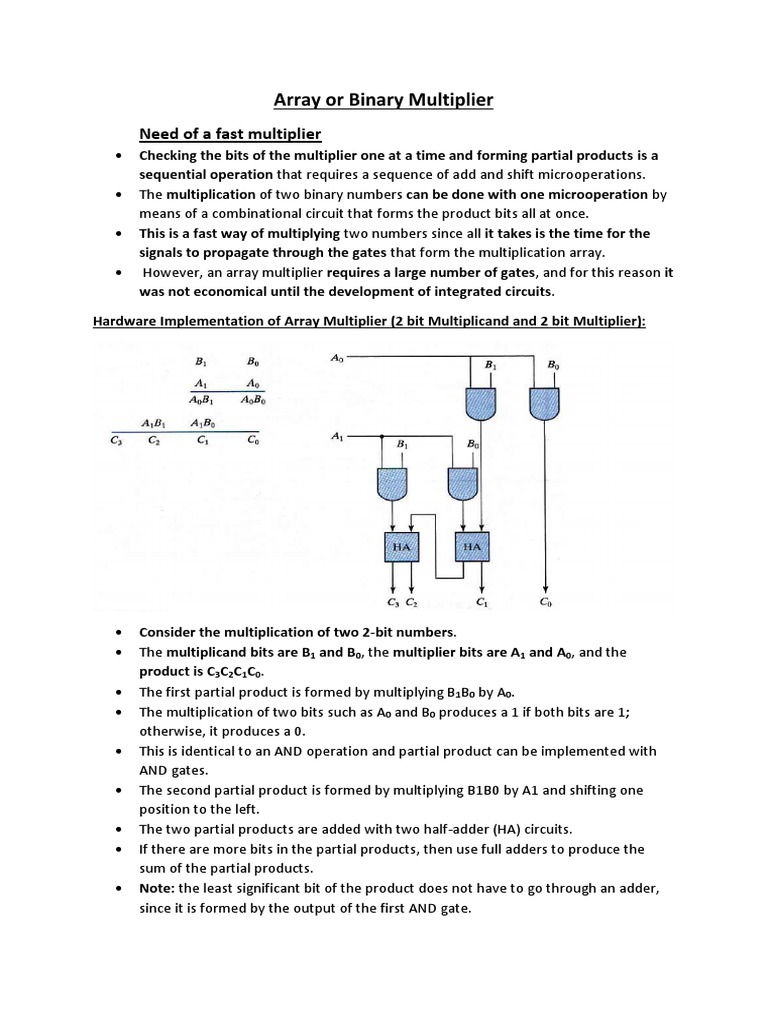 Array or Binary Multiplier | PDF | Arithmetic | Theoretical Computer Science