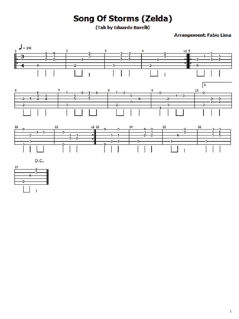 Zelda - Song of Storms FINGERSTYLE | PDF