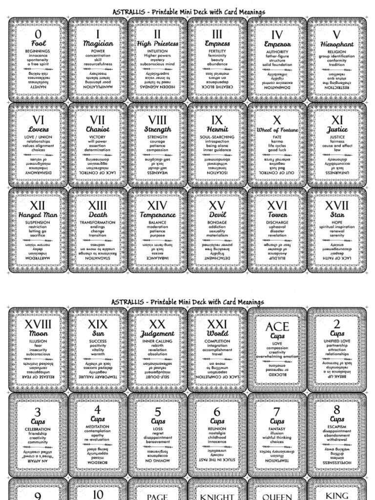 Astrallis MiniTarotDeckBlackandWhite | PDF