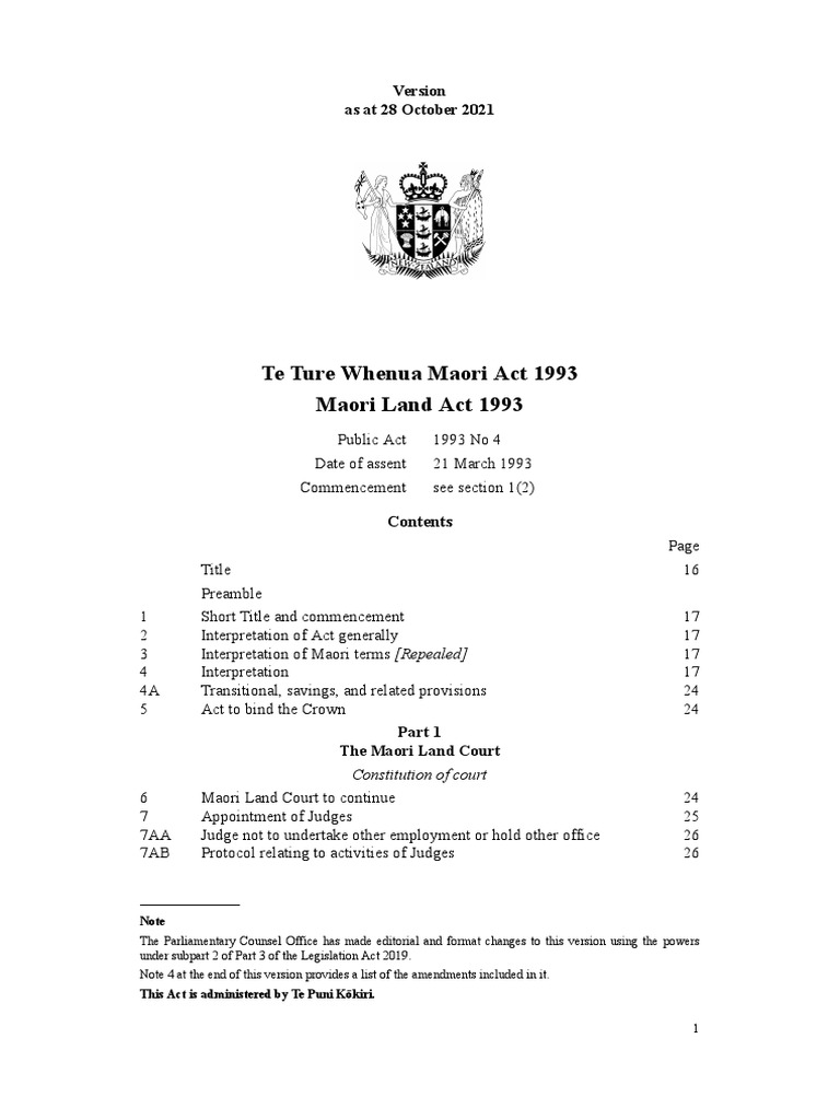 Te Ture Whenua Maori Act 1993 | PDF | Trust Law | Lease
