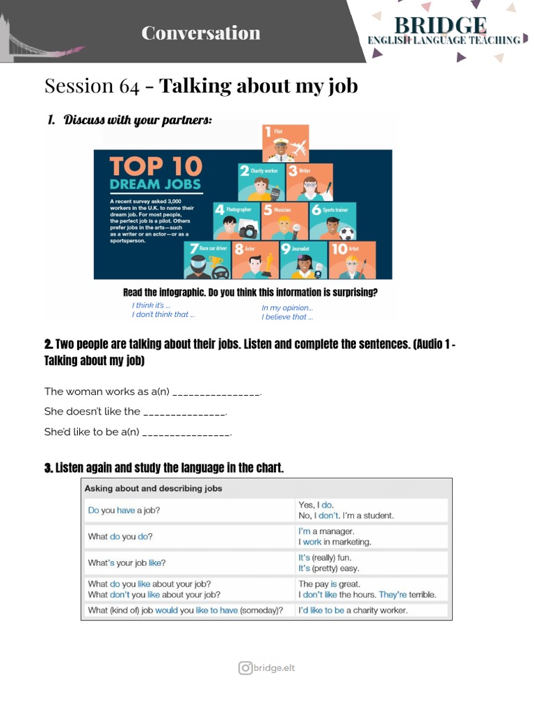 Printable - Talking About My Job | PDF | Career & Growth | Self-Improvement