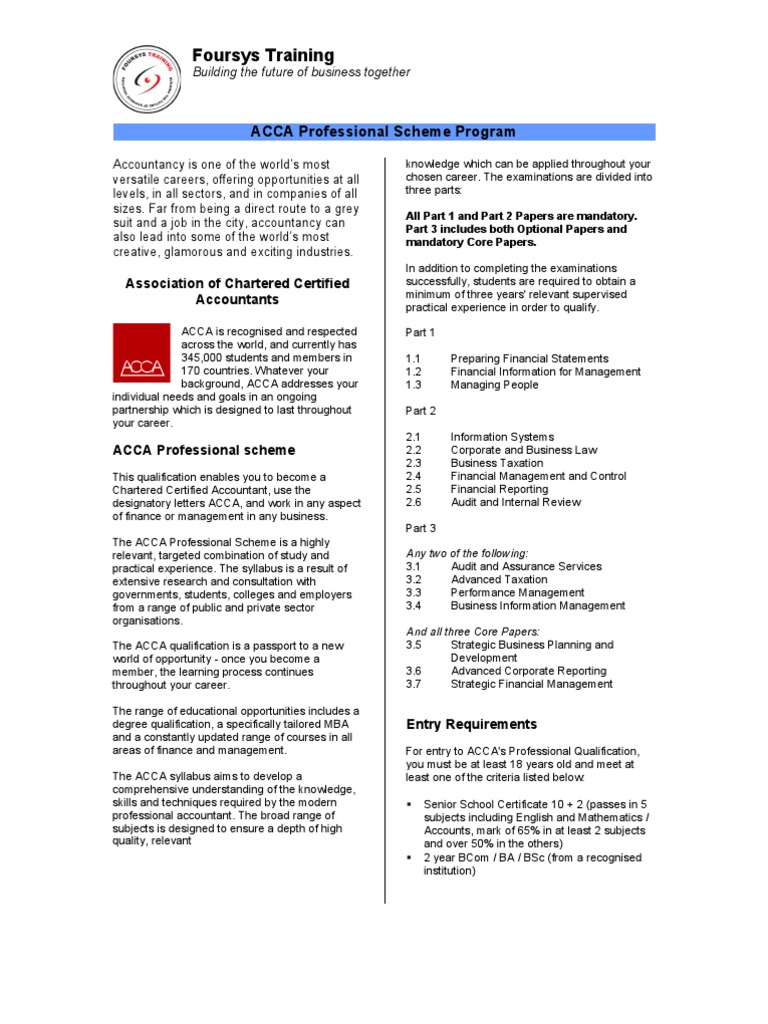 ACCA Professional Revised | PDF | Qualifications | Schools