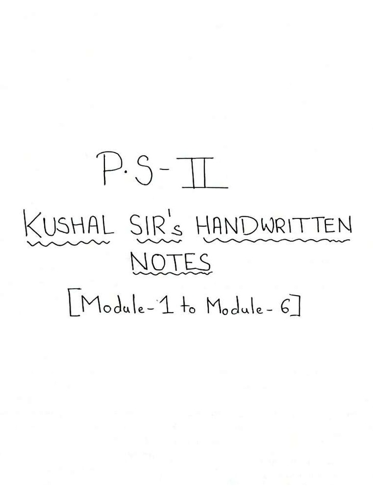 PS-2 Sir's Notes (Handwritten) | PDF