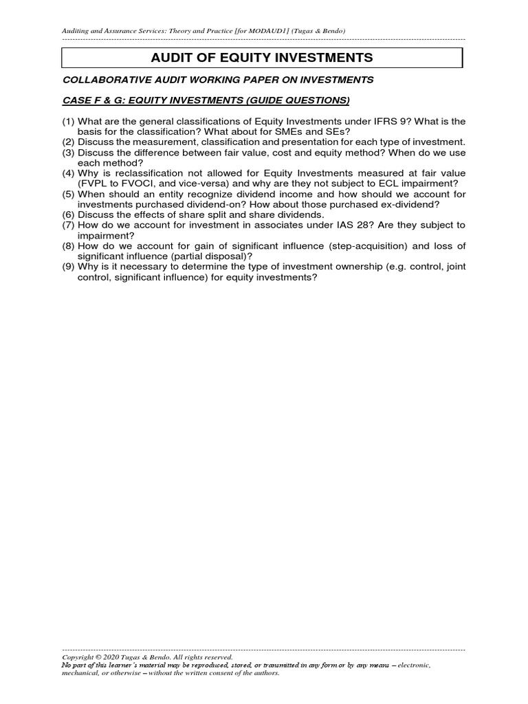 Audit of Equity Investments | PDF | Dividend | Fair Value