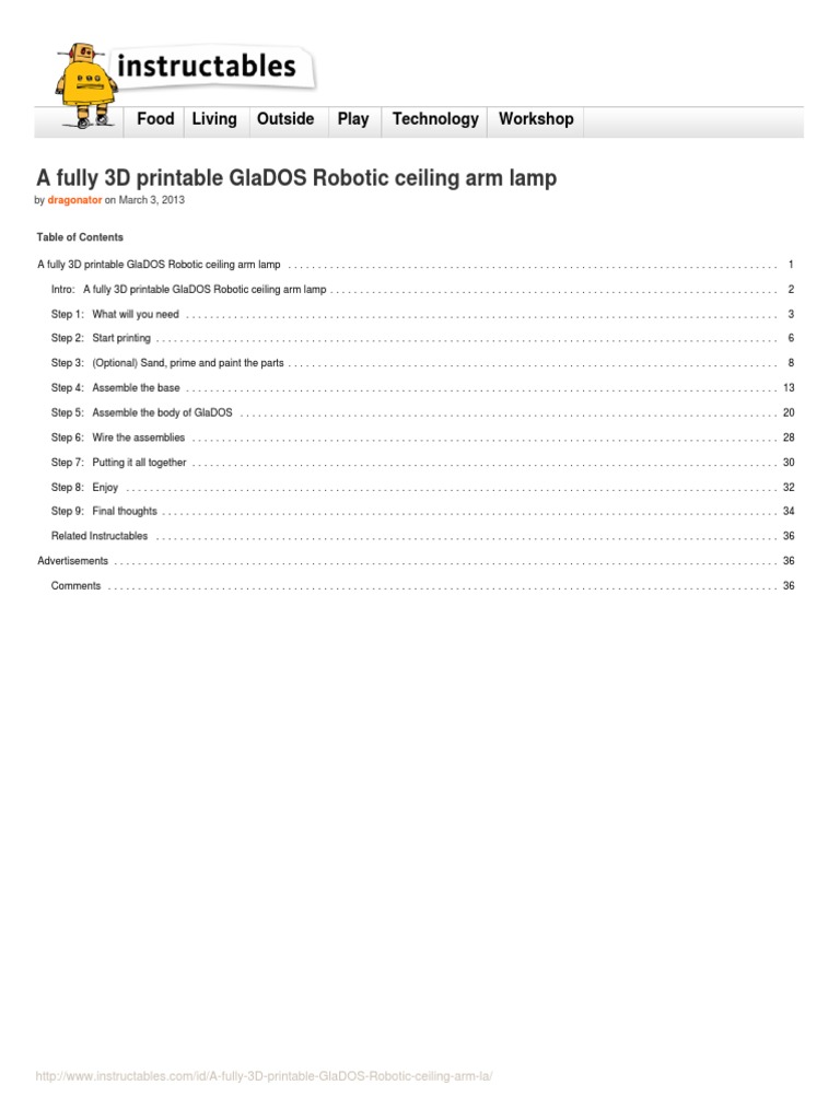 A Fully 3D Printable GlaDOS Robotic Ceiling Arm La | PDF | Screw | 3 D ...