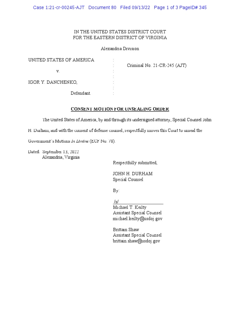 USA v. Danchenko | PDF | Government | Justice