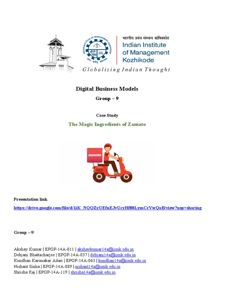 Zomato - Digital Business Models Project | PDF | Search Engine Optimization | Pricing